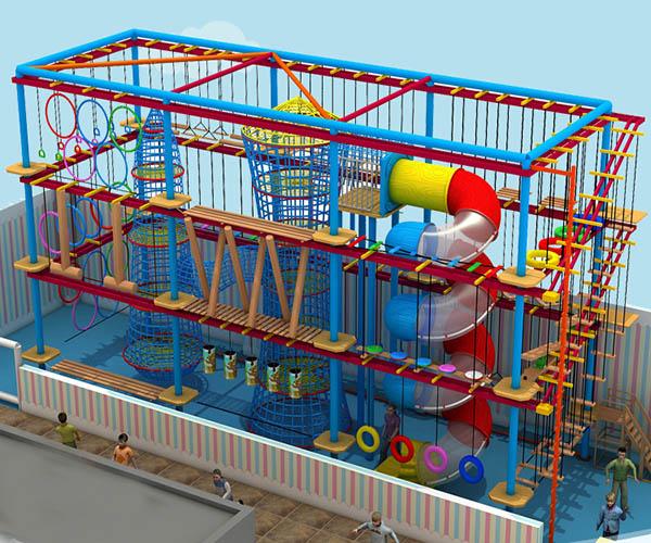 Indoor Adventure Rope Course Obstacle Course Multilevel ASTM Standard