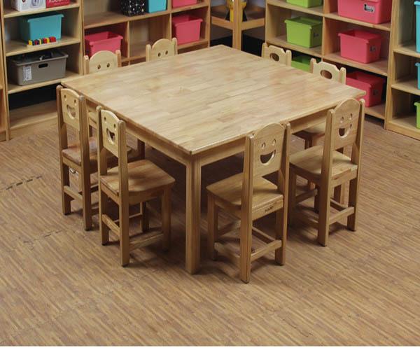 Wood Kindergarten Classroom Furniture Tables With Safety Rounded Edge
