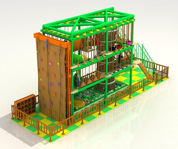 Wood High Ropes Course Equipment Multiple Obstacle Course Two Level